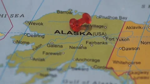 Alaska Map With Red Push Pin Pointing, C... | Stock Video | Pond5