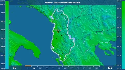 Albania - average temperature, English l... | Stock Video | Pond5