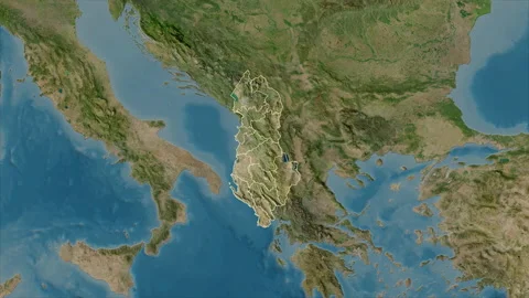 Albania map - extract. Regions. Satellit... | Stock Video | Pond5
