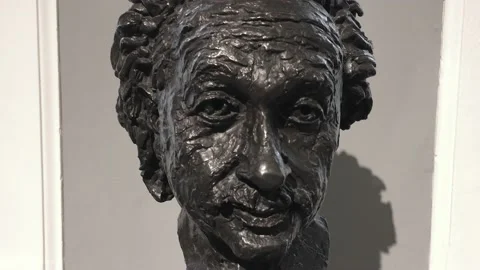 Albert Einstein bronze bust by Jacob Eps... | Stock Video | Pond5