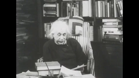Albert Einstein talks about the atom and... | Stock Video | Pond5