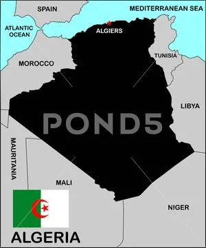 Algeria Political Map political map of Algeria country with flag ...
