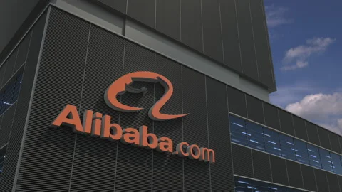 Alibaba logo on the modern building. Edi... | Stock Video | Pond5