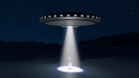 Alien with big eyes in a blue fog. Dish ... | Stock Video | Pond5