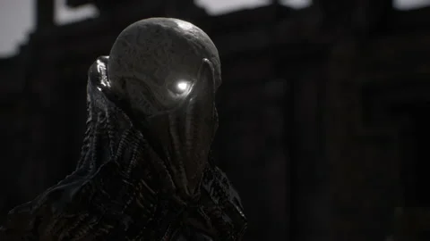 Alien Captain Priest awaits the arrival ... | Stock Video | Pond5