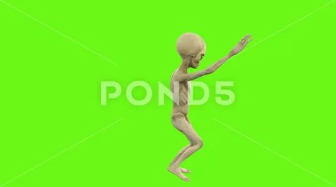Alien dancing on green screen Stock Illustration ~ #89017020