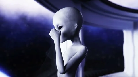 Alien in futuristic room. hand reaching ... | Stock Video | Pond5