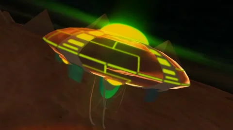 Alien Glowing CGI UFO Floats Near to the... | Stock Video | Pond5