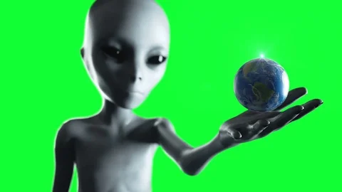 Alien hand reaching out with Earth plane... | Stock Video | Pond5