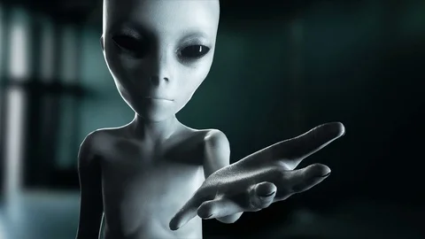 Alien hand reaching out. UFO futuristic ... | Stock Video | Pond5