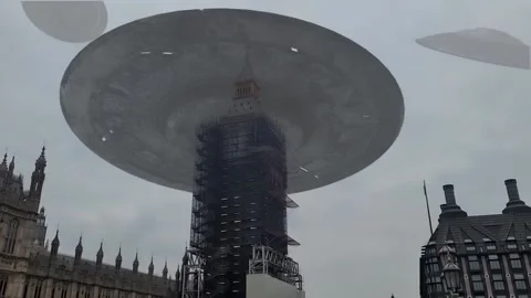 Alien invasion over London big ben and W... | Stock Video | Pond5