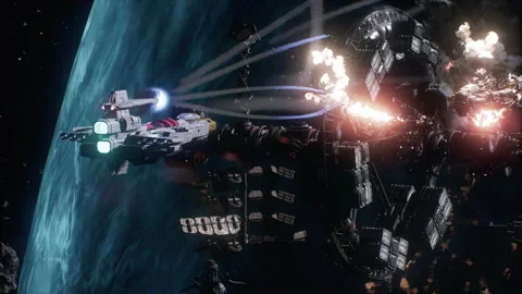 Alien Invasion In The Sci-fi Space Comba... | Stock Video | Pond5