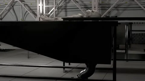 Alien laying on morgue table for Autopsy | Stock Video | Pond5