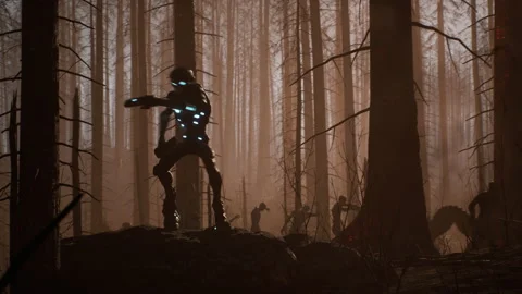 Alien military squad fighting in fantasy... | Stock Video | Pond5