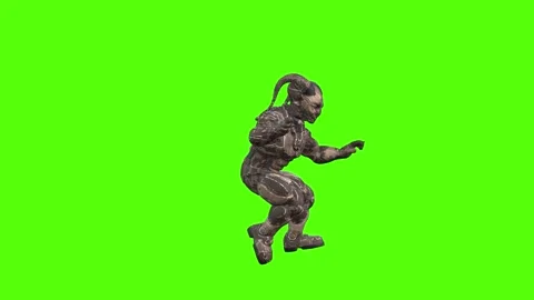 Alien Monster Crouch Forward Green Scree... | Stock Video | Pond5