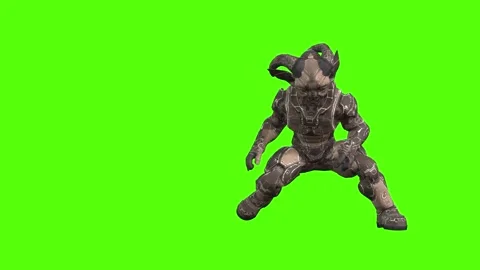 Alien Monster Crouch left Normal Green S... | Stock Video | Pond5