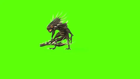 Alien Monster Tail Attack Green Screen A... | Stock Video | Pond5