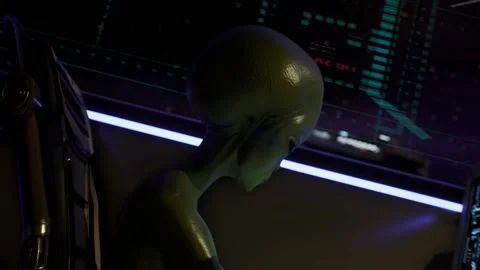Alien officers in the bridge of the spac... | Stock Video | Pond5