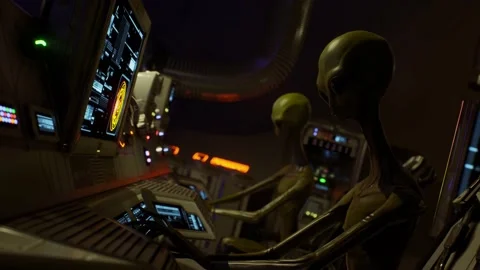 Alien officers in the bridge of the spac... | Stock Video | Pond5