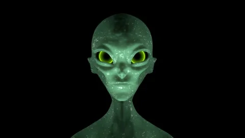 An alien opens its eyes slowly on black ... | Stock Video | Pond5