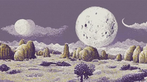 Alien Planet Landscape in Retro Pixel Ar... | Stock Video | Pond5