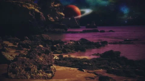 Alien Planet Ocean Landscape Outer Space... | Stock Video | Pond5