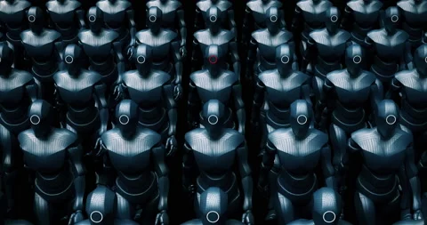 Alien Robot Army Marching Slowly. Invadi... | Stock Video | Pond5