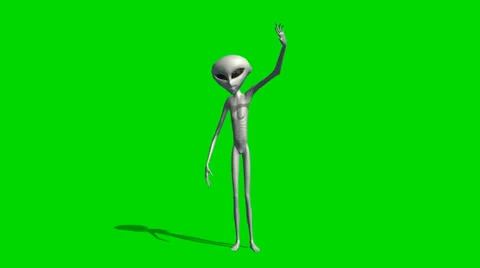 Alien says hello - seperated on green sc... | Stock Video | Pond5