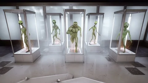 Alien in scifi Museum and Research Cente... | Stock Video | Pond5
