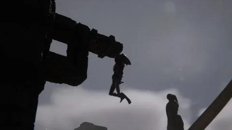 The alien soldier falls during the explo... | Stock Video | Pond5