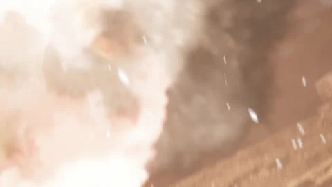 The alien soldier falls during the explo... | Stock Video | Pond5