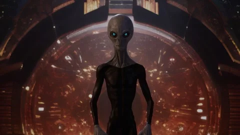 The alien stands quietly as the camera a... | Stock Video | Pond5