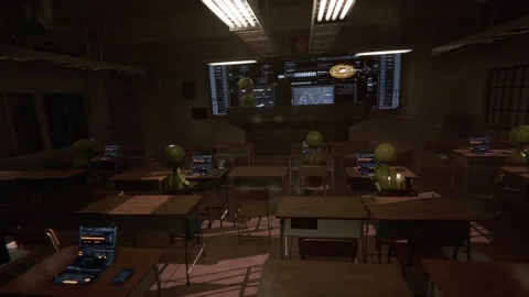 An alien teacher explains a lesson to al... | Stock Video | Pond5