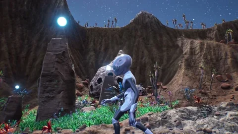 Alien in Uniform Walks, Plants, Extrater... | Stock Video | Pond5