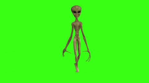 Alien walking green screen | Stock Video | Pond5