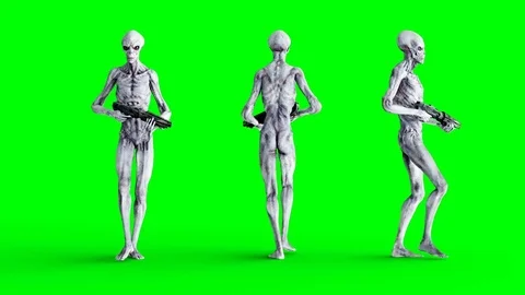 Alien walking with gun. Realistic motion... | Stock Video | Pond5