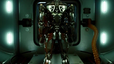 Aliens and Cyborg lock up the enemies ro... | Stock Video | Pond5