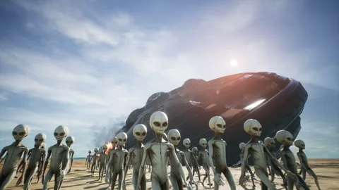 Aliens are evacuated from a fallen and b... | Stock Video | Pond5