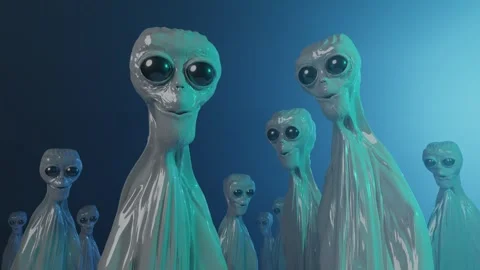 Aliens with big eyes in a blue fog. Movi... | Stock Video | Pond5