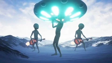 Aliens sing and play guitars on their ho... | Stock Video | Pond5