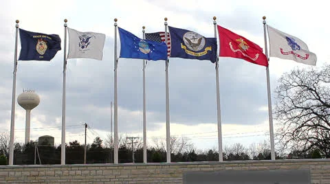 All branches of US Military flags waving... | Stock Video | Pond5