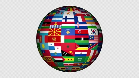 All Country Flags in a Rotating Globe 4K | Stock Video | Pond5