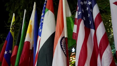 All country flags with stand | Stock Video | Pond5