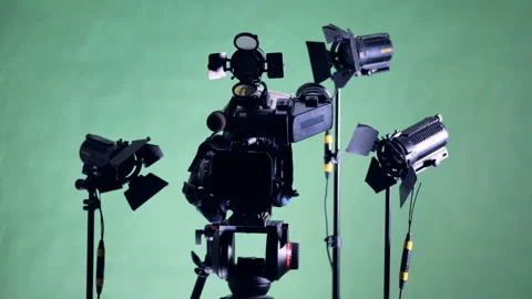 All the lights of a filming set are turn... | Stock Video | Pond5