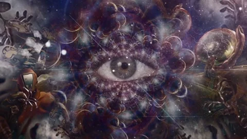 All seeing Eye in flames. Surreal scene | Stock Video | Pond5