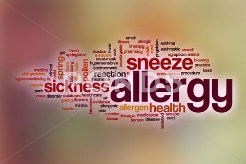Allergy word cloud with abstract background: Graphic #48240781
