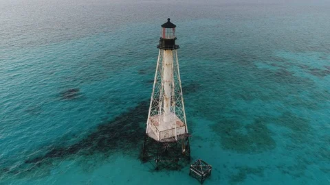 Alligator reef lighthouse in the Florida... | Stock Video | Pond5
