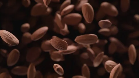 Almond flies after being exploded agains... | Stock Video | Pond5