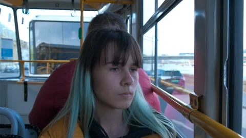 Alone teen trip on public bus. | Stock Video | Pond5