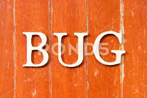 Alphabet letter in word bug on old red color wood plate background ~ Hi ...